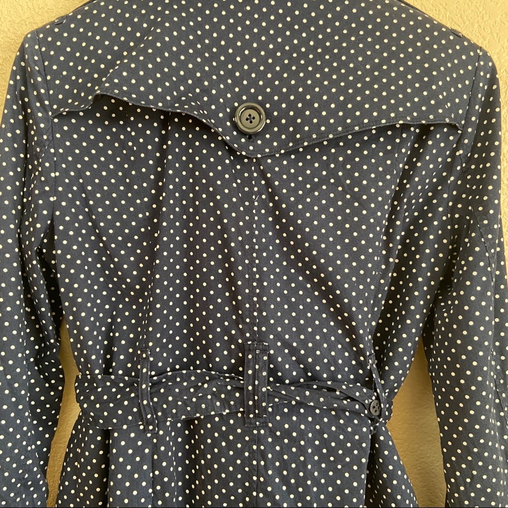 London Fog Blue Polka Dot Trench Coat Gem